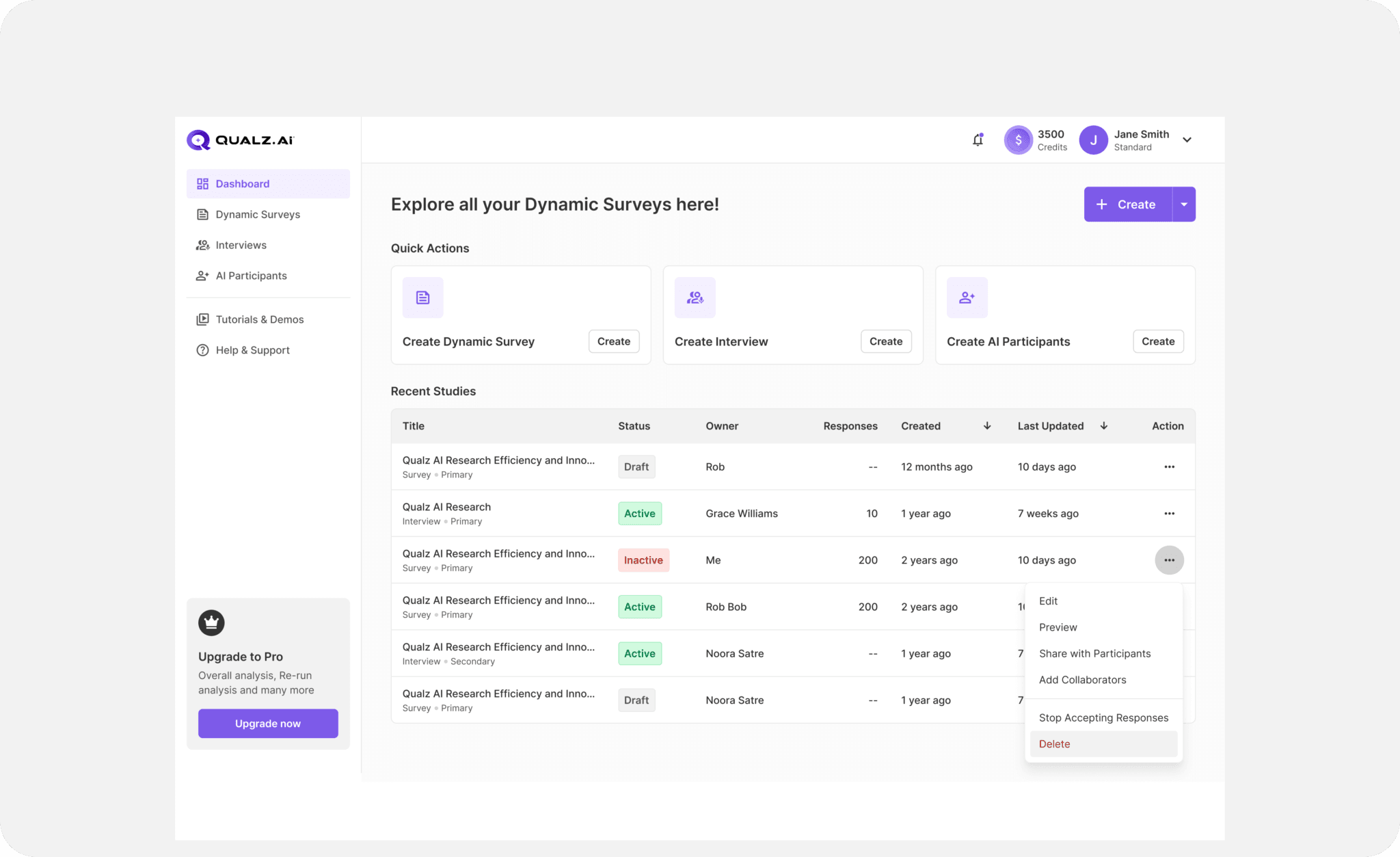 User Dashboard - Qualz.ai